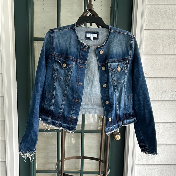LOFT | Jackets & Coats | Loft Blue Jean Jacket With Cropped Style And ...